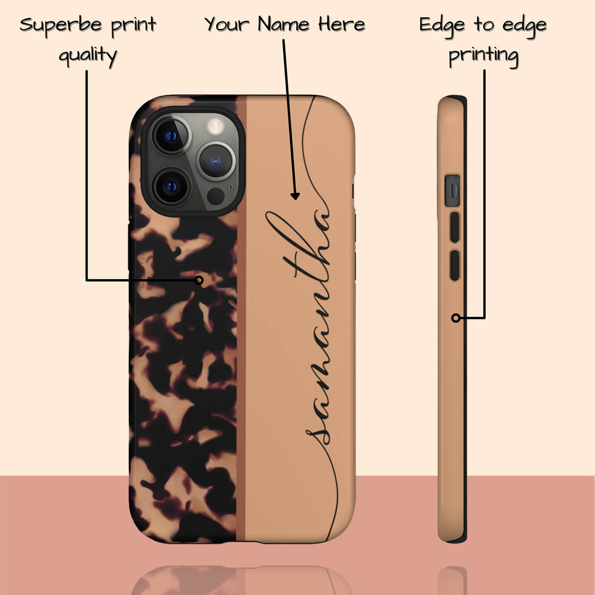 Tortoiseshell Custom Calligraphy Name iPhone Case | Artisticases