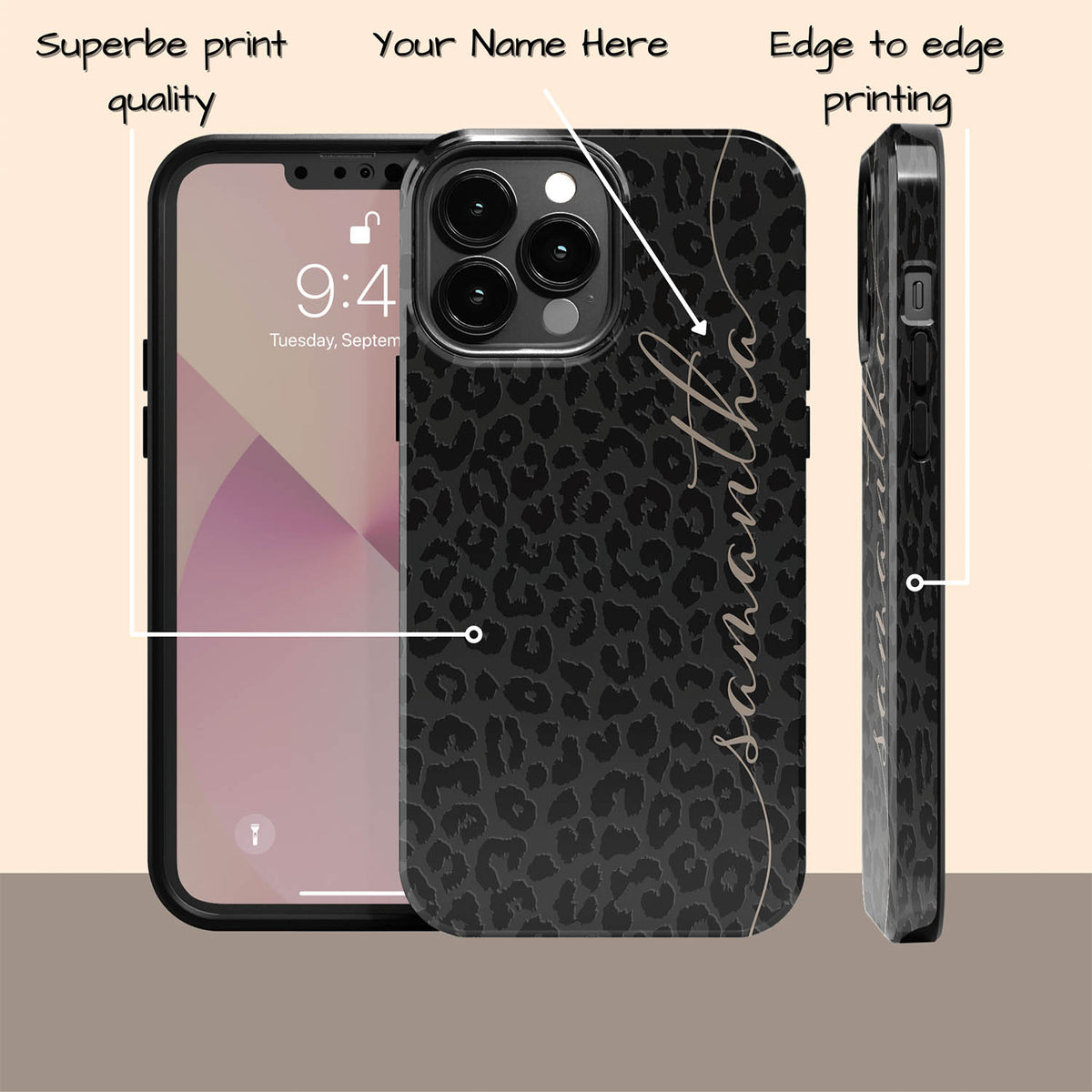 Dark Leopard Calligraphy Name iPhone Case | Artisticases