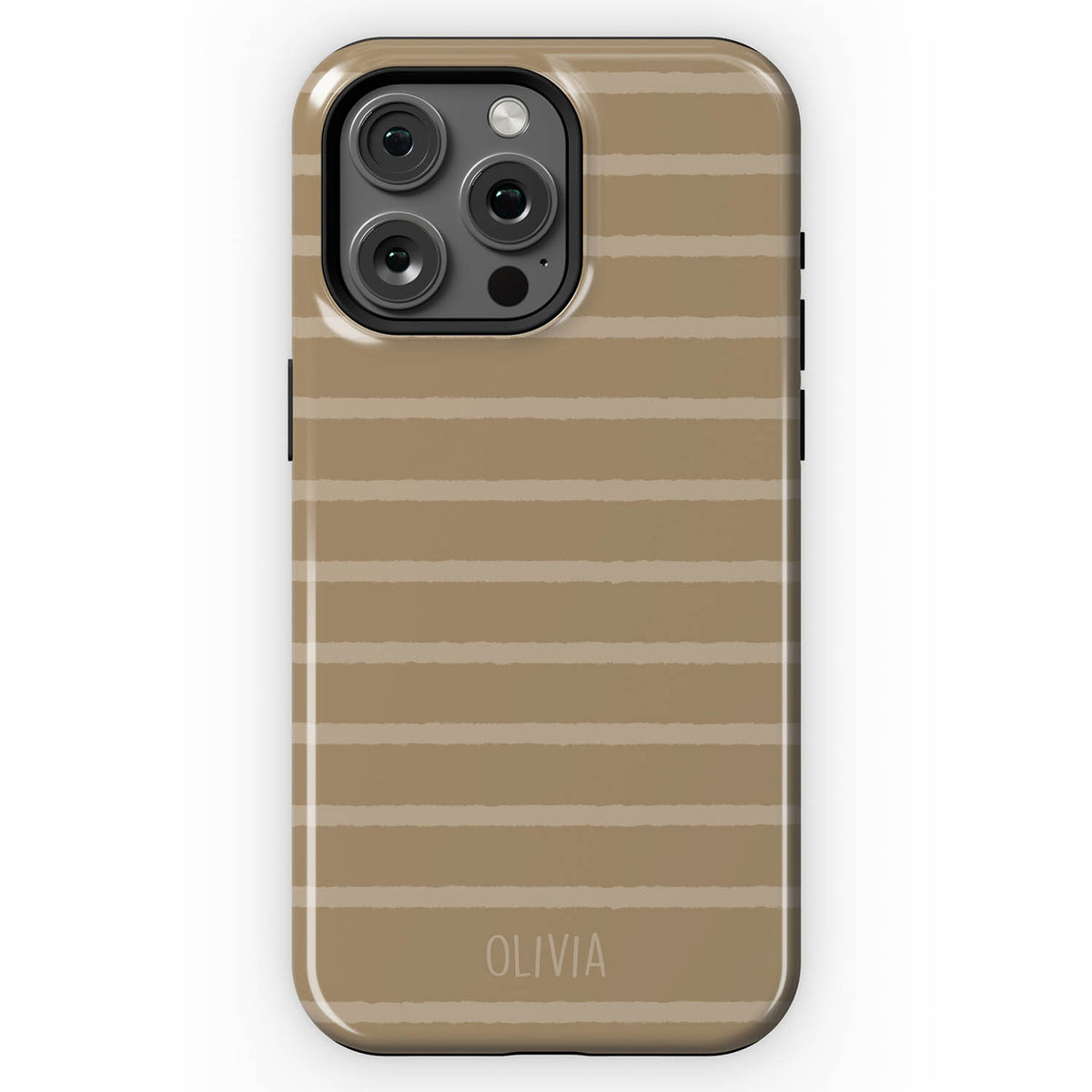 Custom Name Earth Tone Stripes iPhone Case | Artisticases