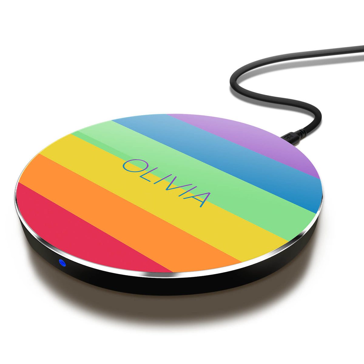 LGBTQ Pride Rainbow Custom Name Wireless QI Charger Pad | Artisticases