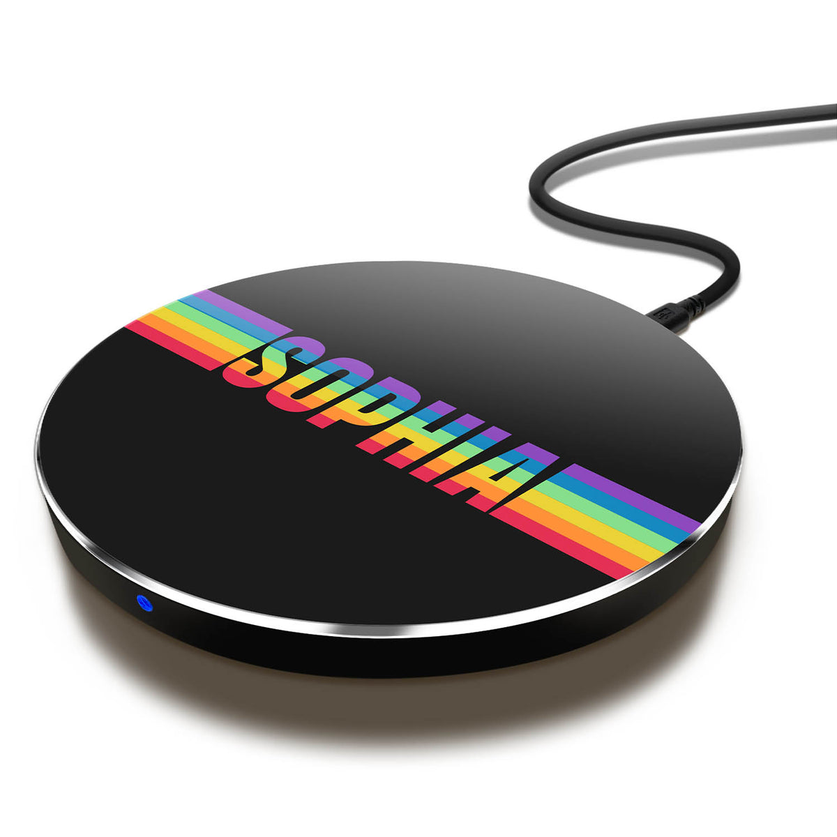 LGBTQ Custom Rainbow Name Wireless QI Charger Pad | Artisticases