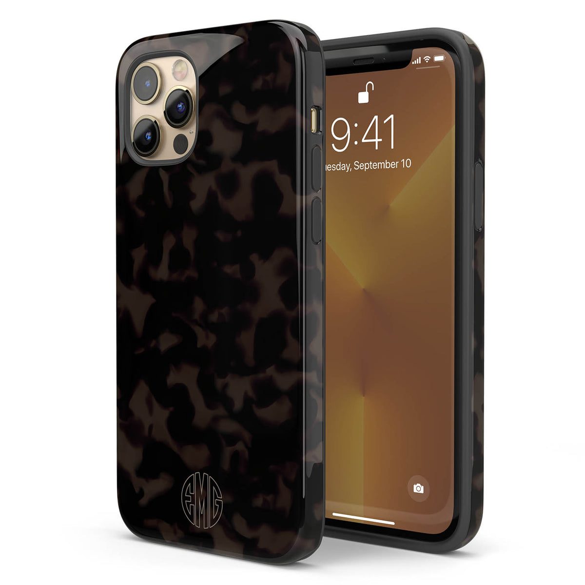 Tortoiseshell Round Monogram iPhone Case | Artisticases