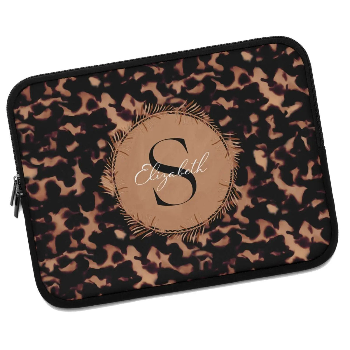 Tortoiseshell Monogram Custom Name Laptop, Macbook & Tablet Sleeve