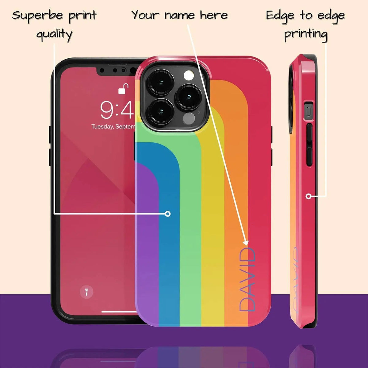 LGBTQ Pride Flag Rainbow Custom Name iPhone Case | Artisticases