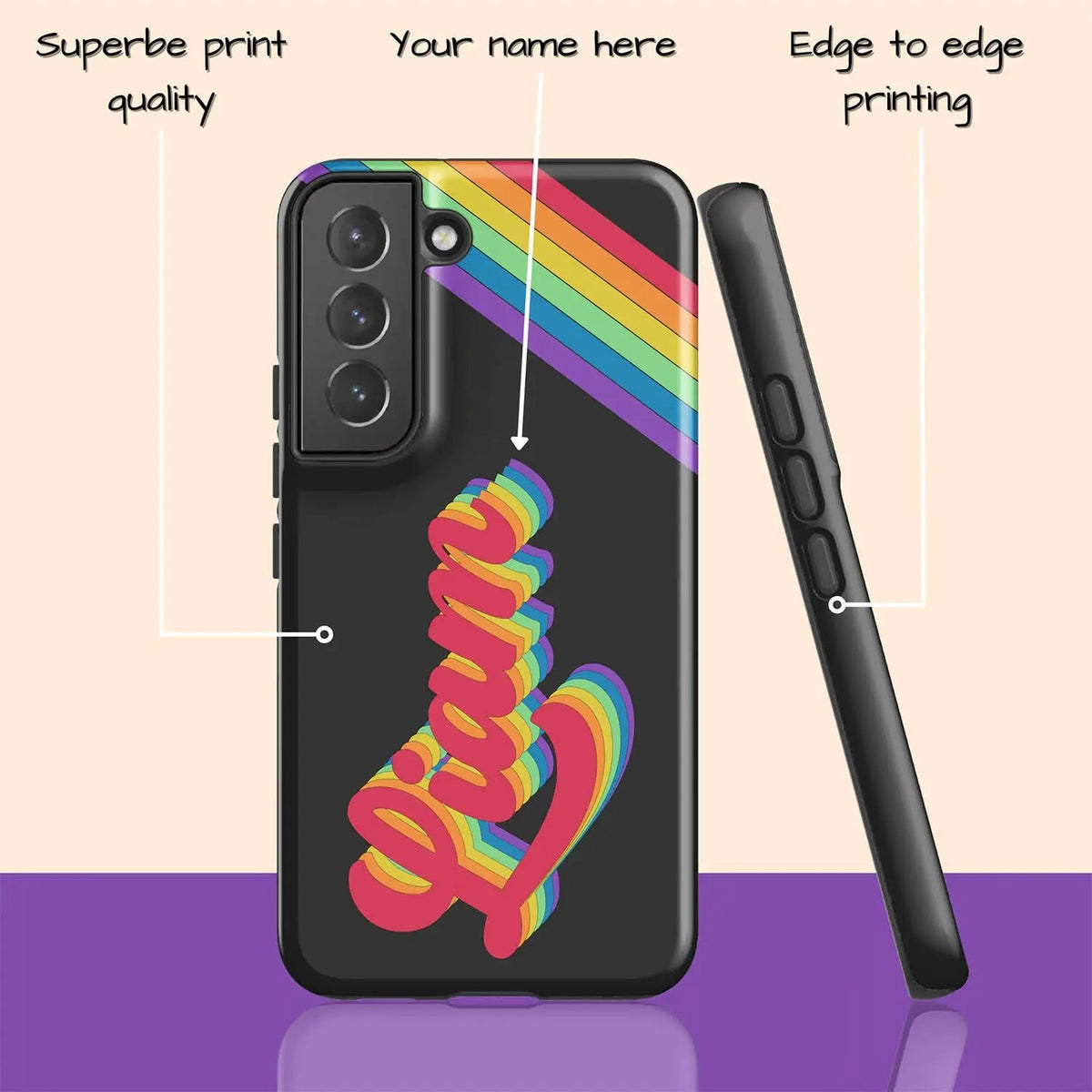 LGBTQ Pride Custom Black Retro Name Samsung Galaxy Case | Artisticases
