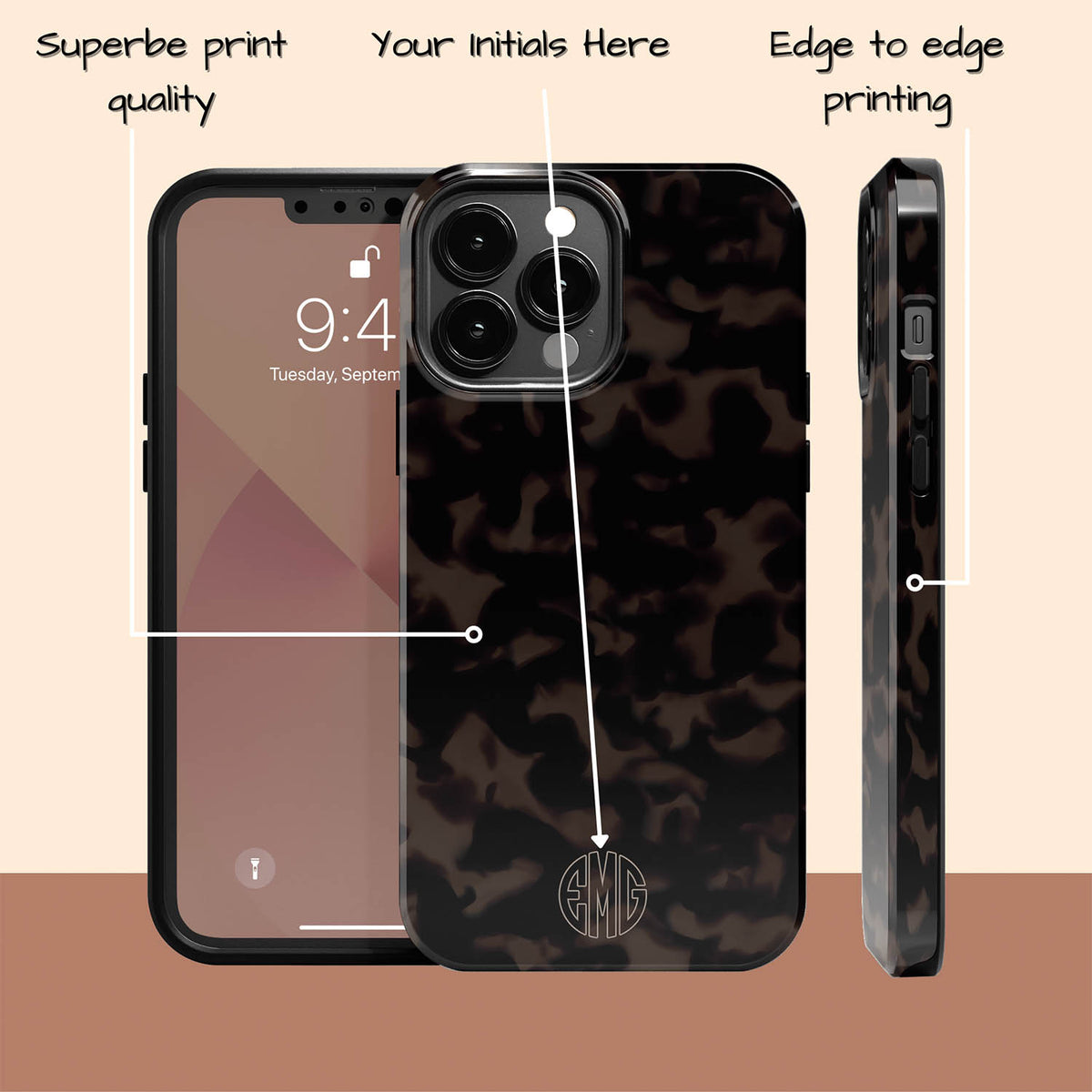 Tortoiseshell Round Monogram iPhone Case | Artisticases