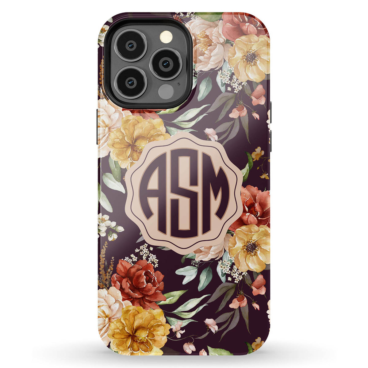 Watercolor Flowers Personalized Monogram iPhone Case | Artisticases