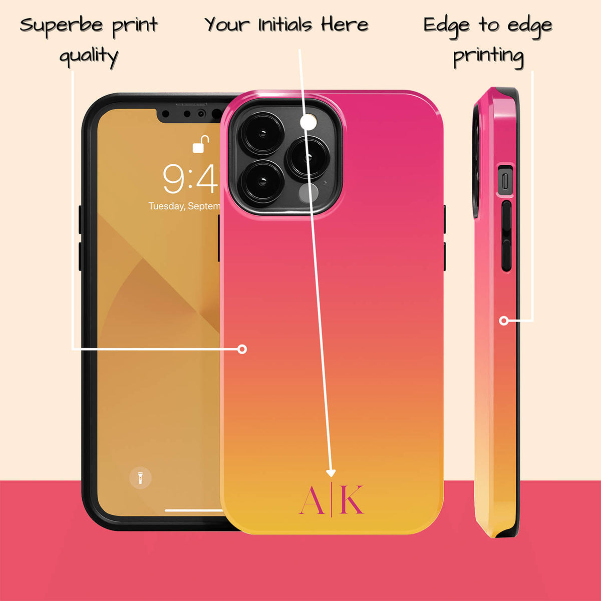 Ombre Gradient Personalized Initials iPhone Case | Artisticases