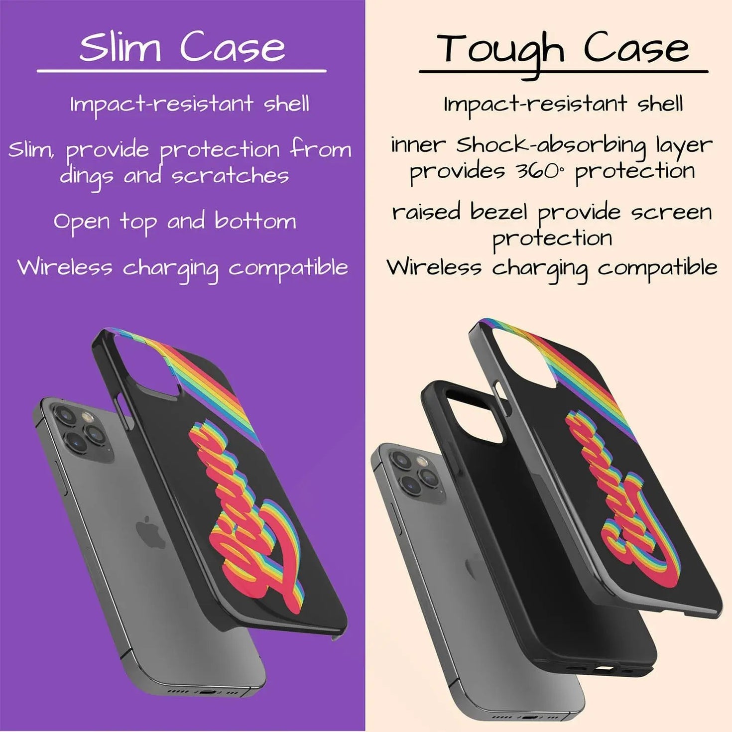 LGBTQ Pride Custom Black Retro Name iPhone Case | Artisticases
