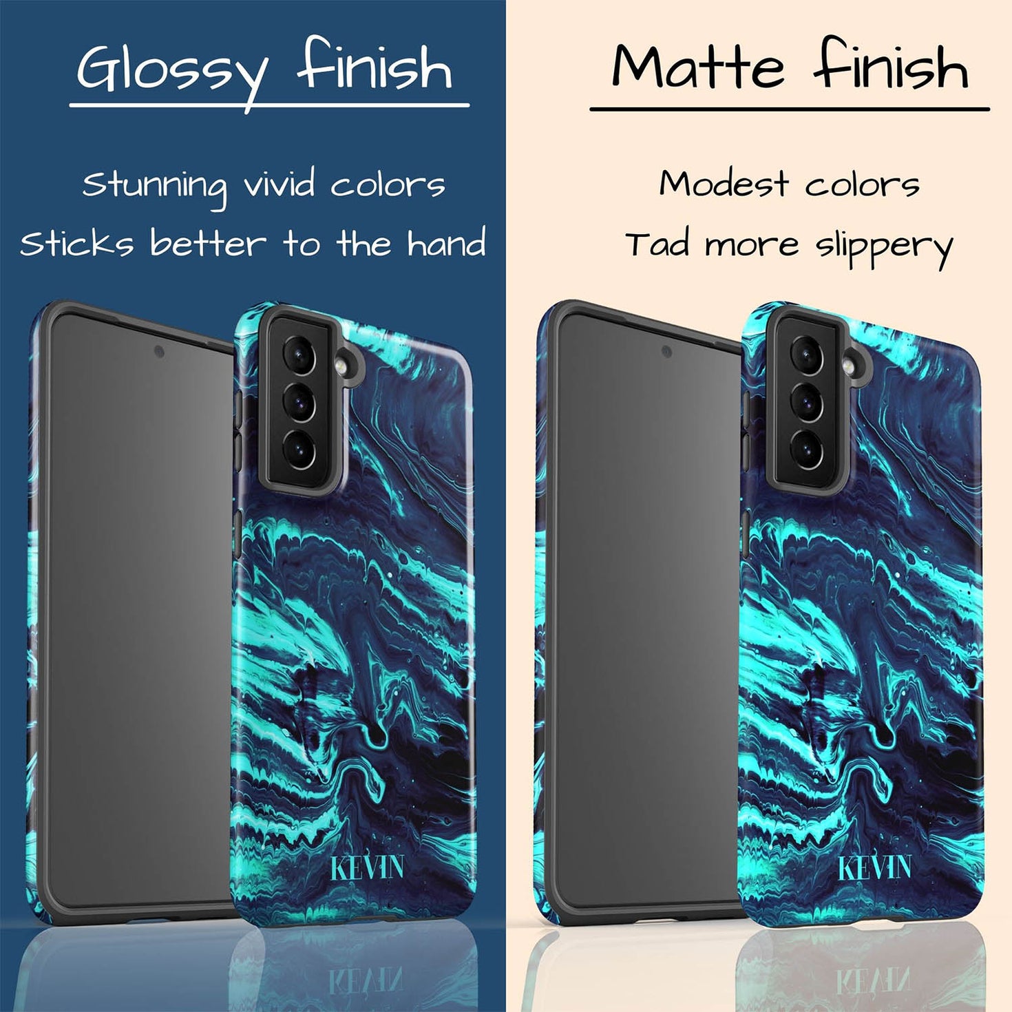 Turquoise Abstract Marble Custom Name Galaxy Case | Artisticases