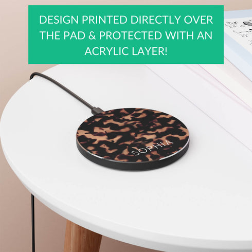 Tortoiseshell Custom Name Wireless Charger Pad | Artisticases
