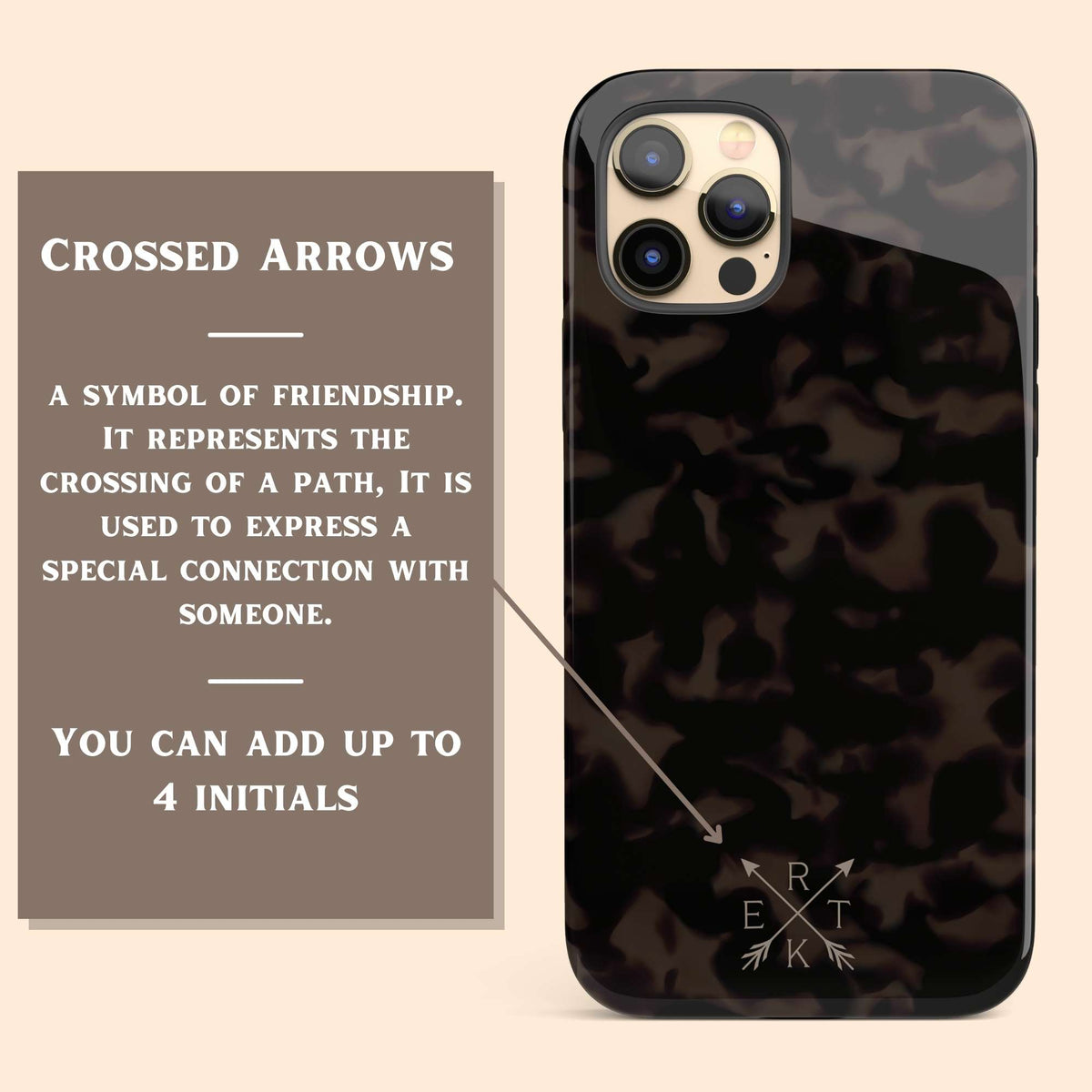 Tortoiseshell Custom Crossed Arrows Initials iPhone Case |Artisticases