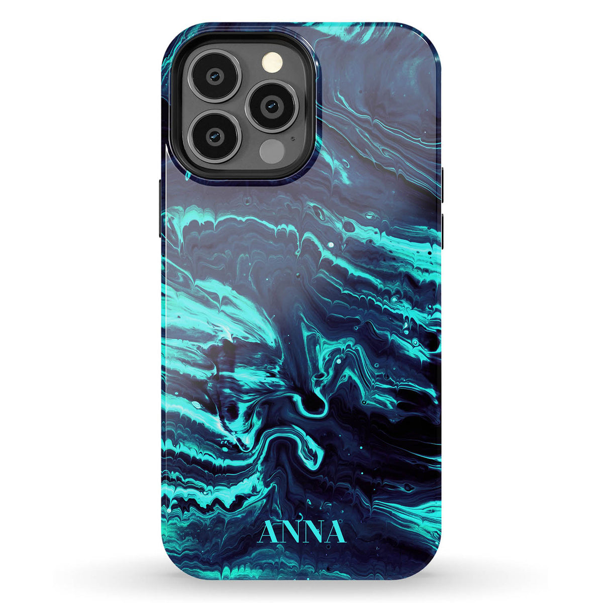 Turquoise Abstract Marble Custom Name iPhone Case | Artisticases